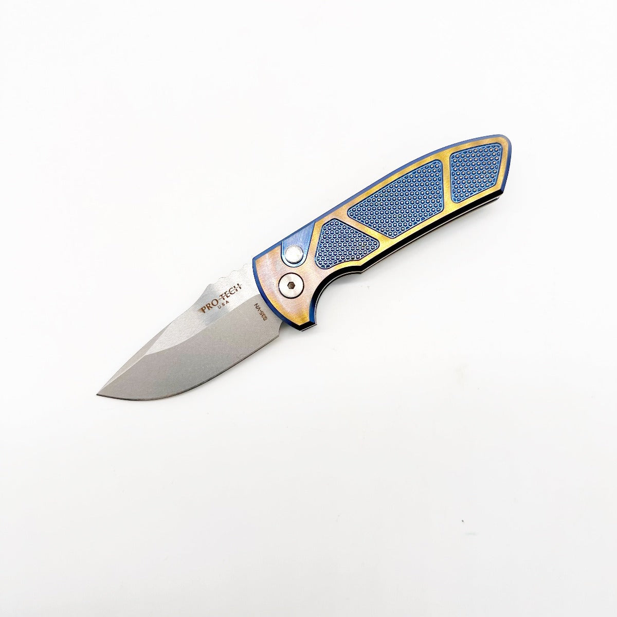 Pro-Tech 2023 SBR Custom 006 Stonewashed S35VN Blade Two-Tone Blue/Bro