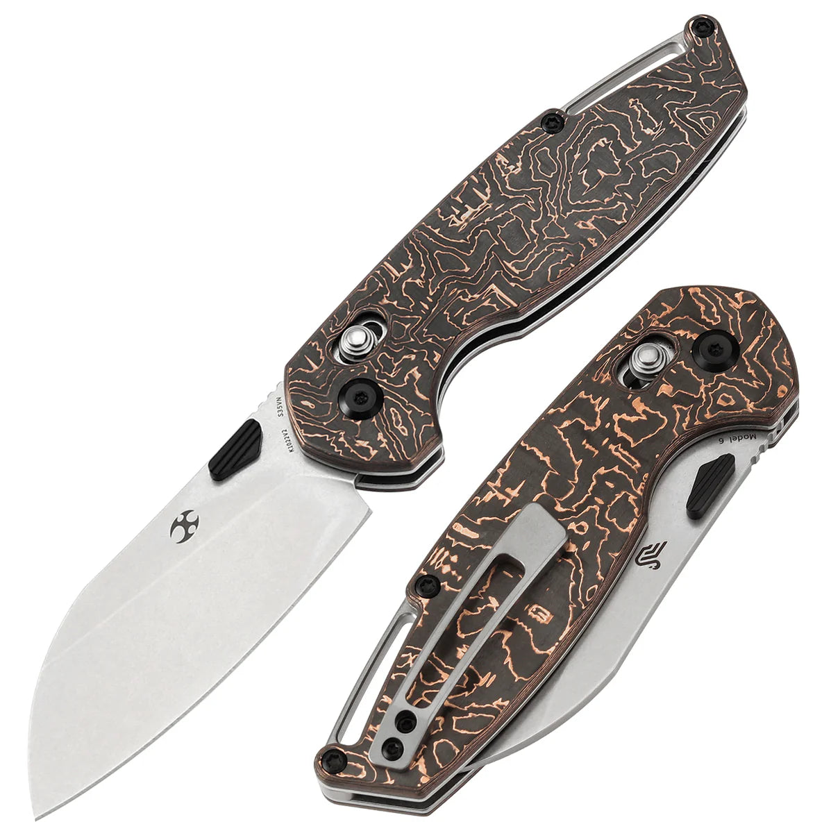 Kansept Model 6 K1022V2 – 3.1" CPM S35VN, Copper Carbon Fiber, Crossbar Lock