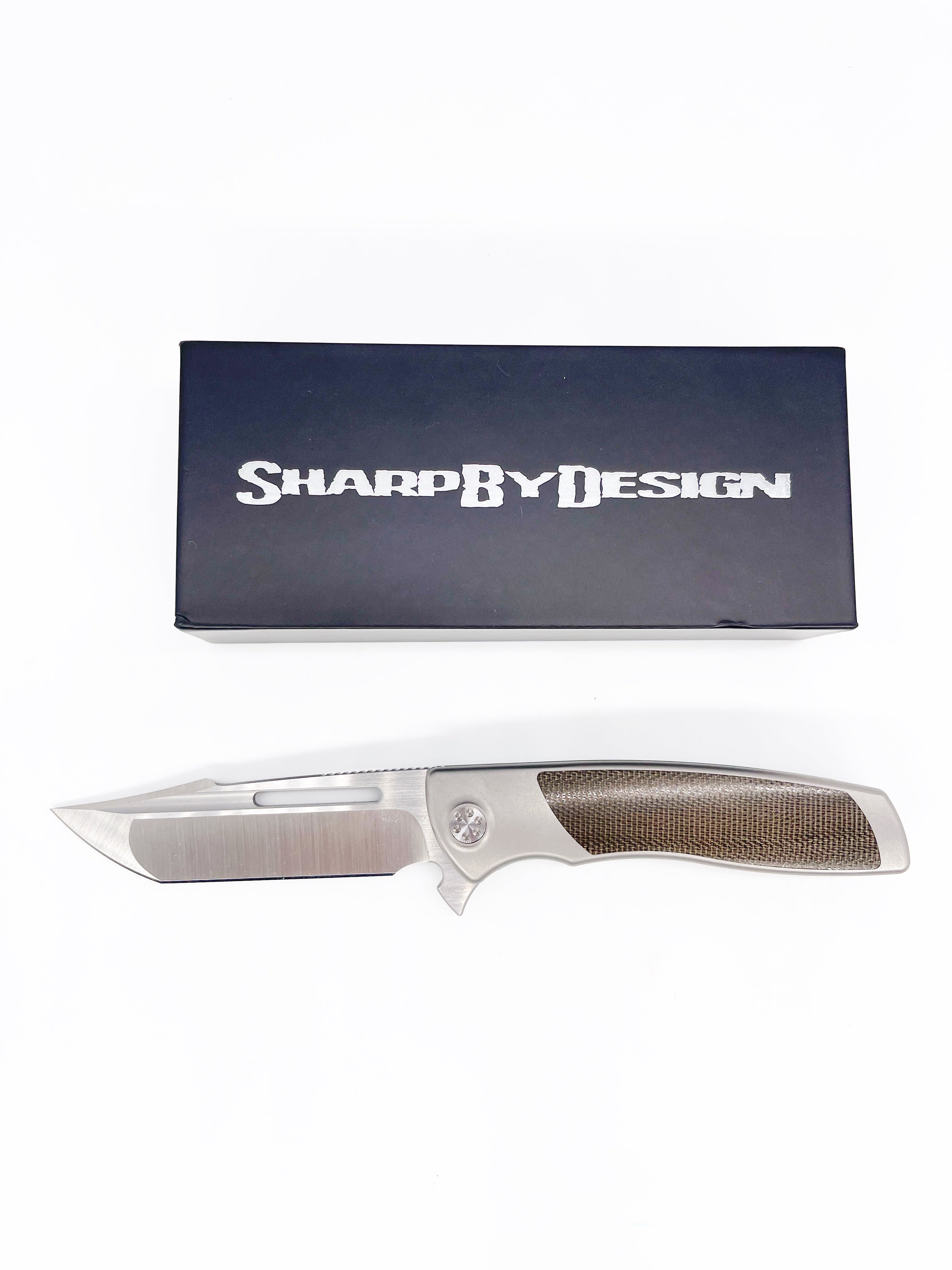 SharpByDesign Mini Evo Folding Knife Olive Drab Micarta / Titanium Han