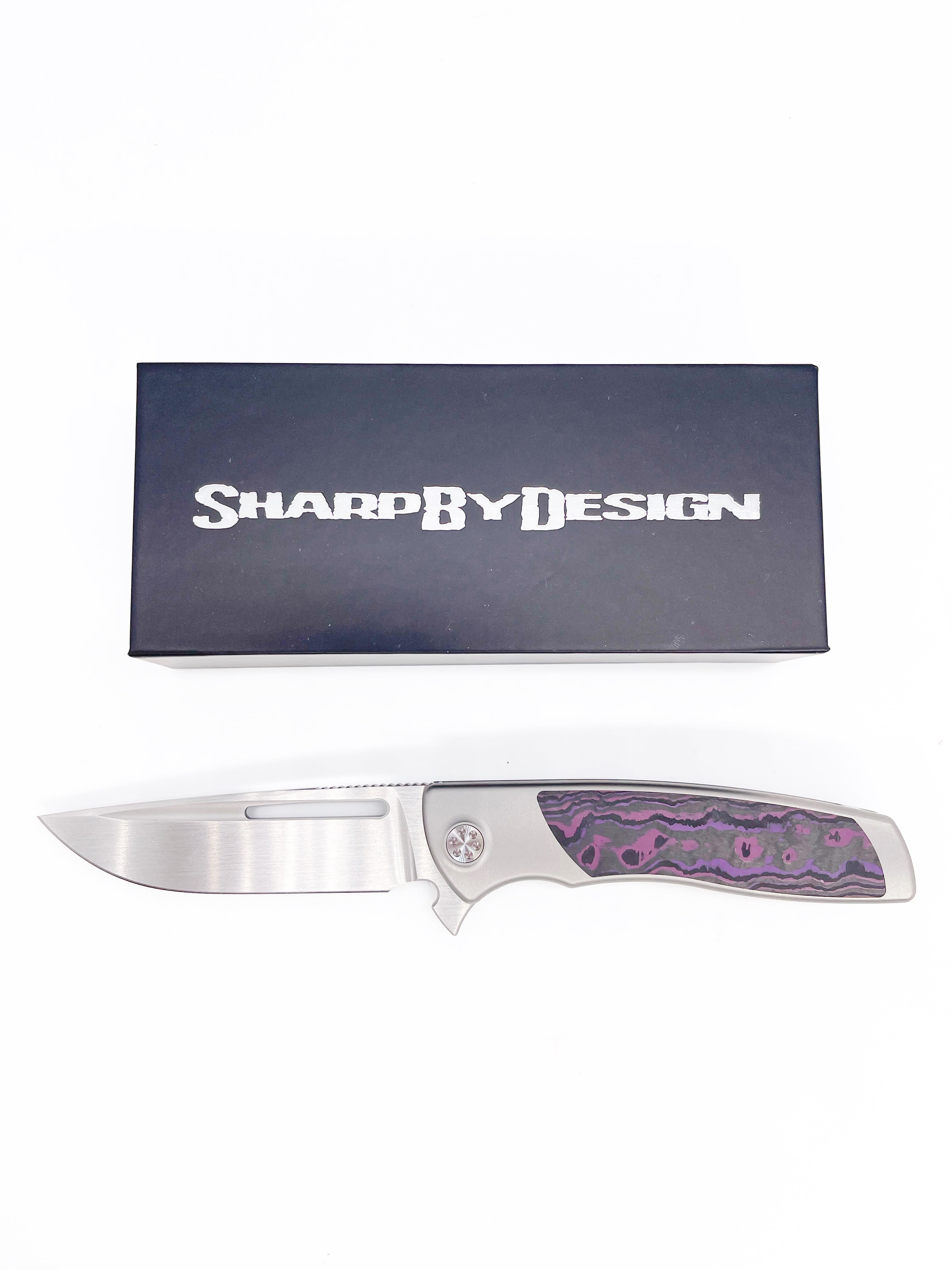 SharpByDesign Mini Evo Folding Knife Purple Haze FatCarbon / Titanium