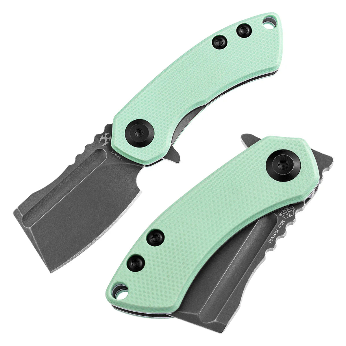 Kansept Mini Korvid 1.45" Gray TiCn Coated CPM-S35VN Tiffany Blue G10