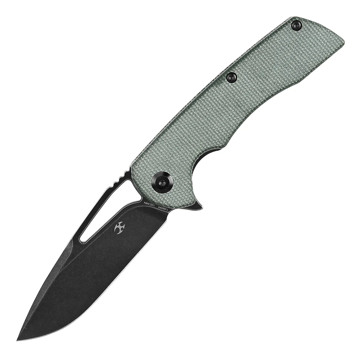Kansept Kryo 3.58" Black Stonewashed 12C28N Green Micarta Green Black