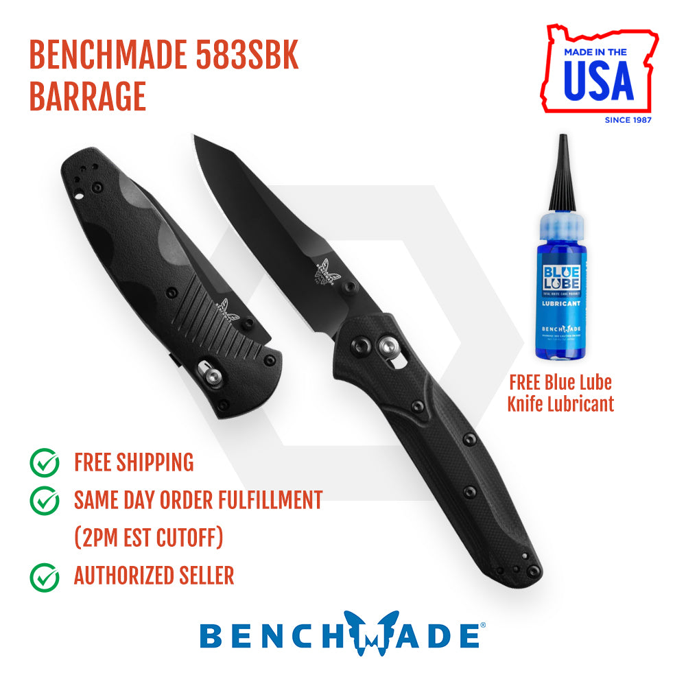 Benchmade 583SBK Barrage Tanto Assisted Opening Folding Knife - Black