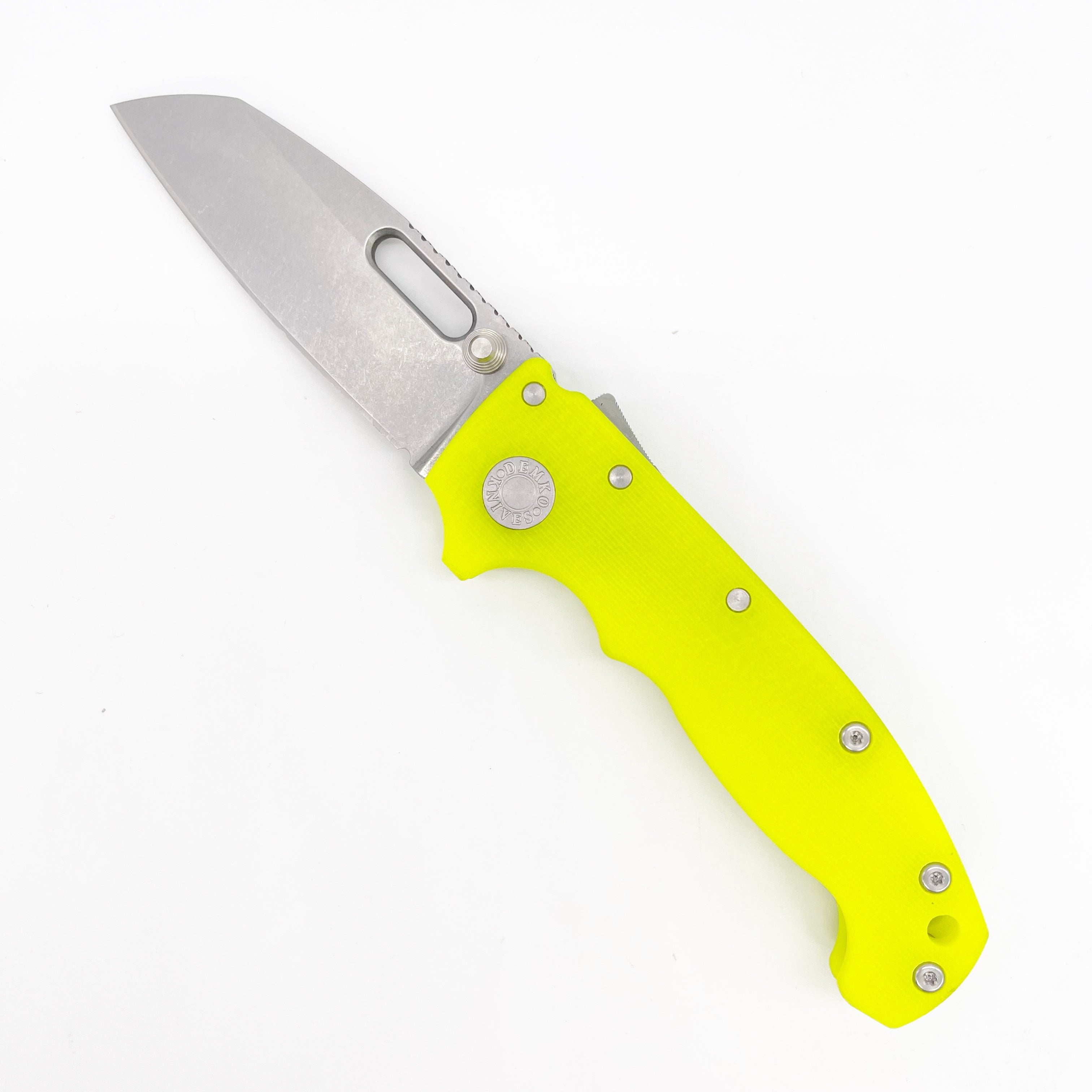 Demko MG AD20 Textured Day Glow G10 Handles 3.6in CPM 3V Steel Shark F
