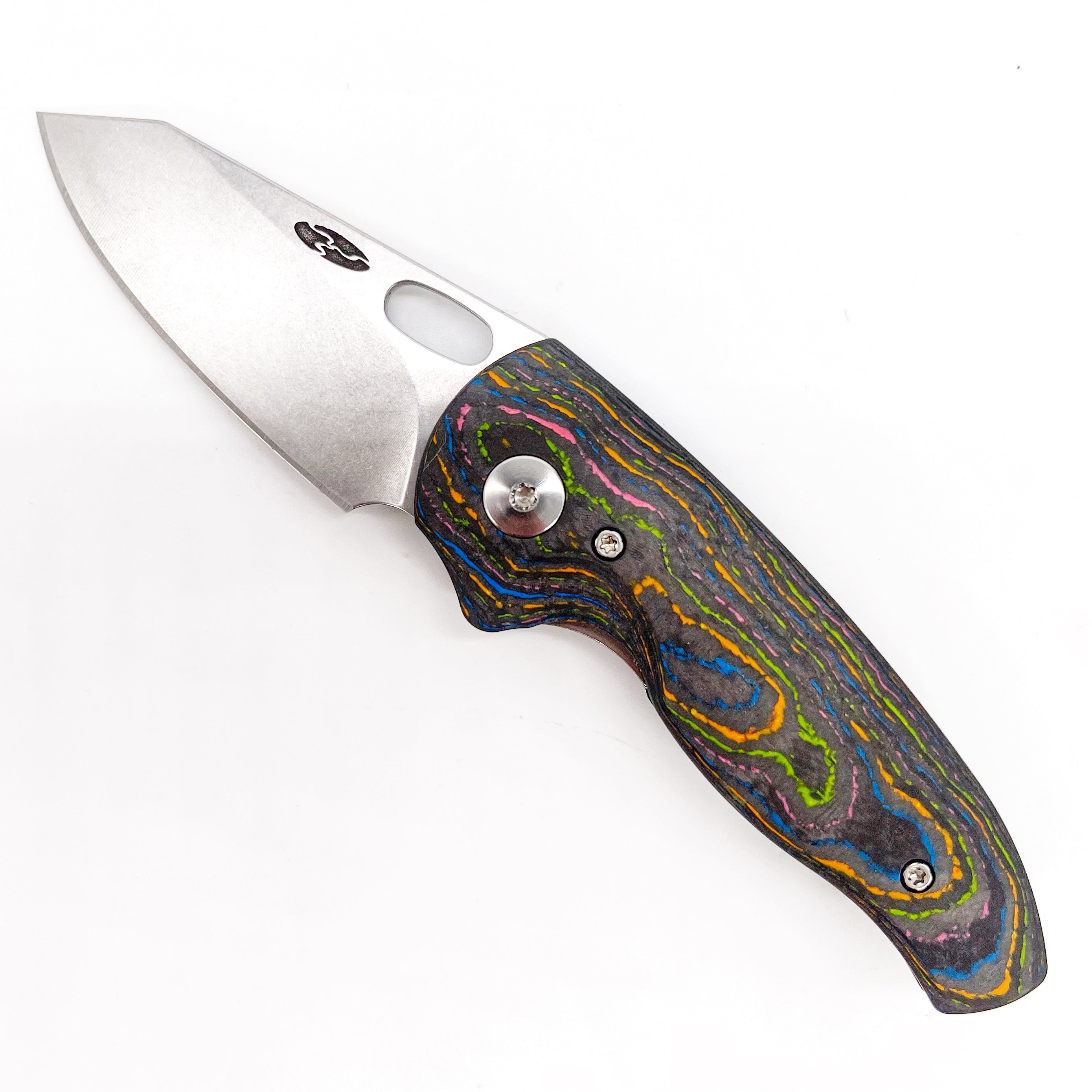 Three Rivers Mfg Holey Nerd 80s Camo Carbon Fiber Handles 2.2in Magnac