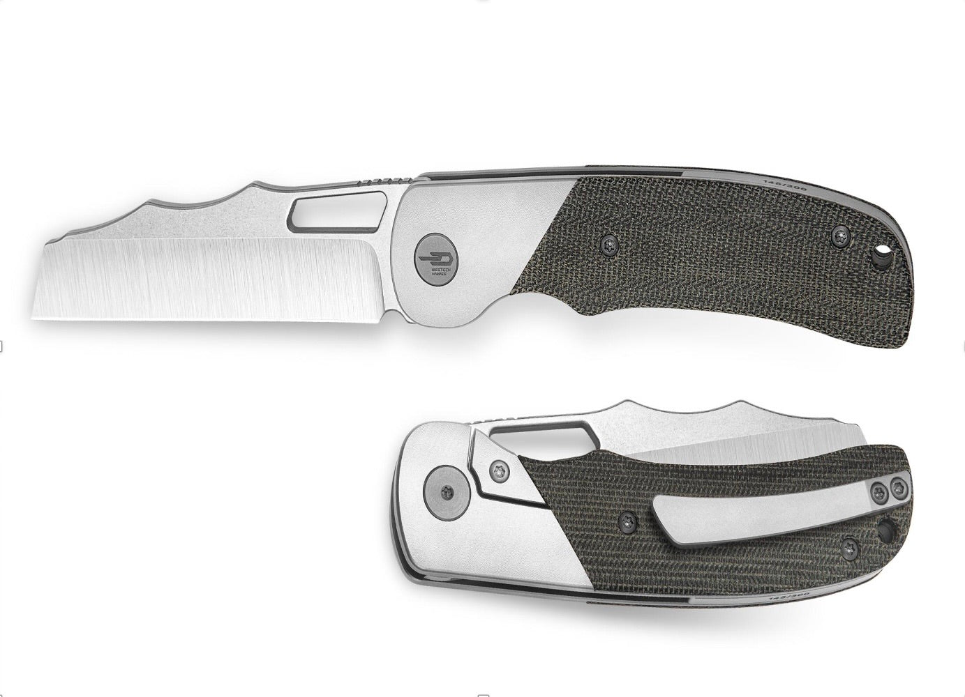 Bestech SYN BT2306B Folding Knife 3.57in Elmax Cleaver Style Blade Tit