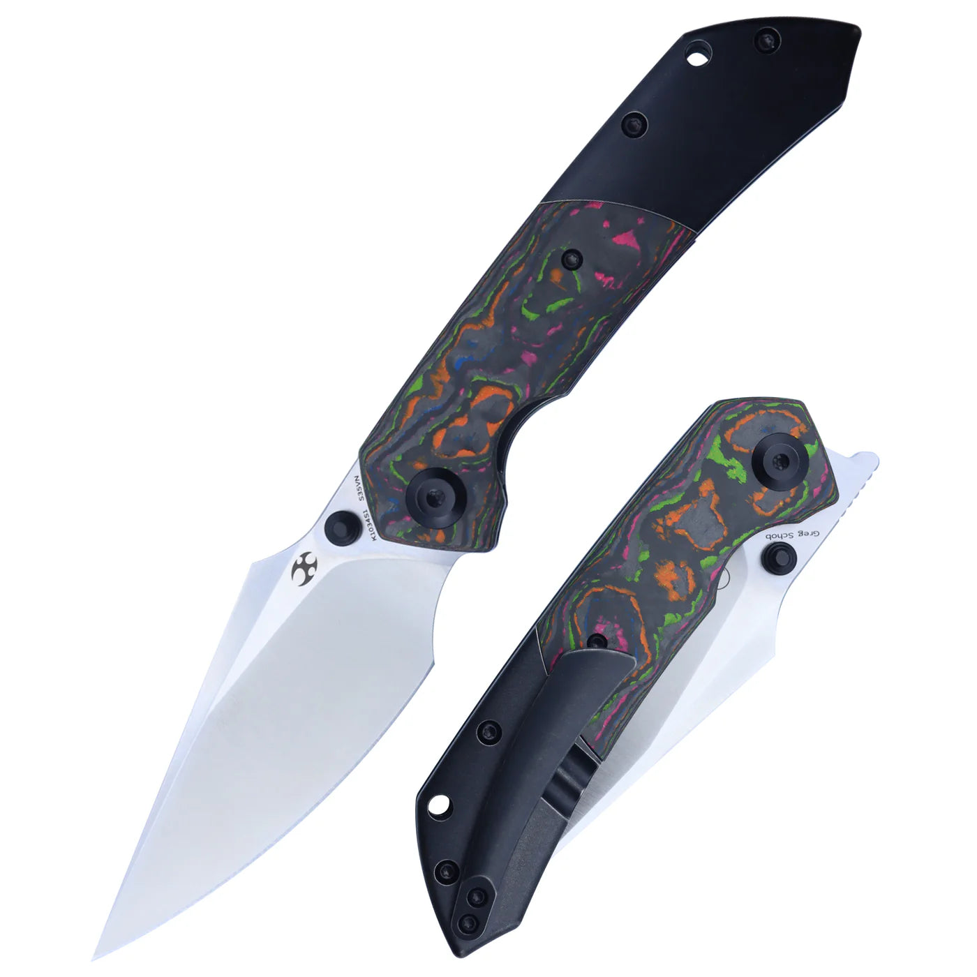 Kansept Fenrir 3.48" Blackwash Titanium + 80S Carbon Fiber Black Green
