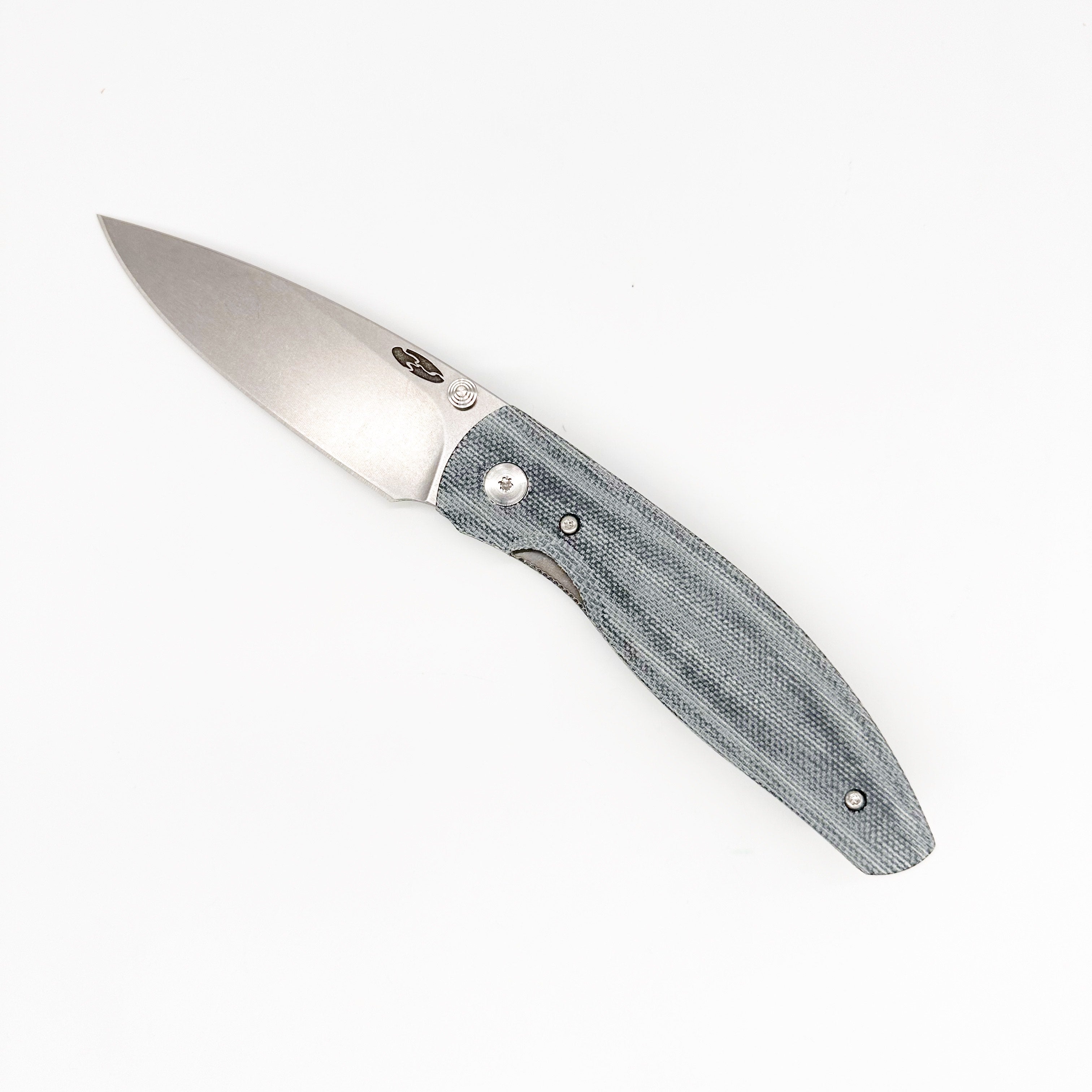 Three Rivers Mfg ATOM Linerlock 3.5" Tumbled CPM-MagnaCut - Denim Mica