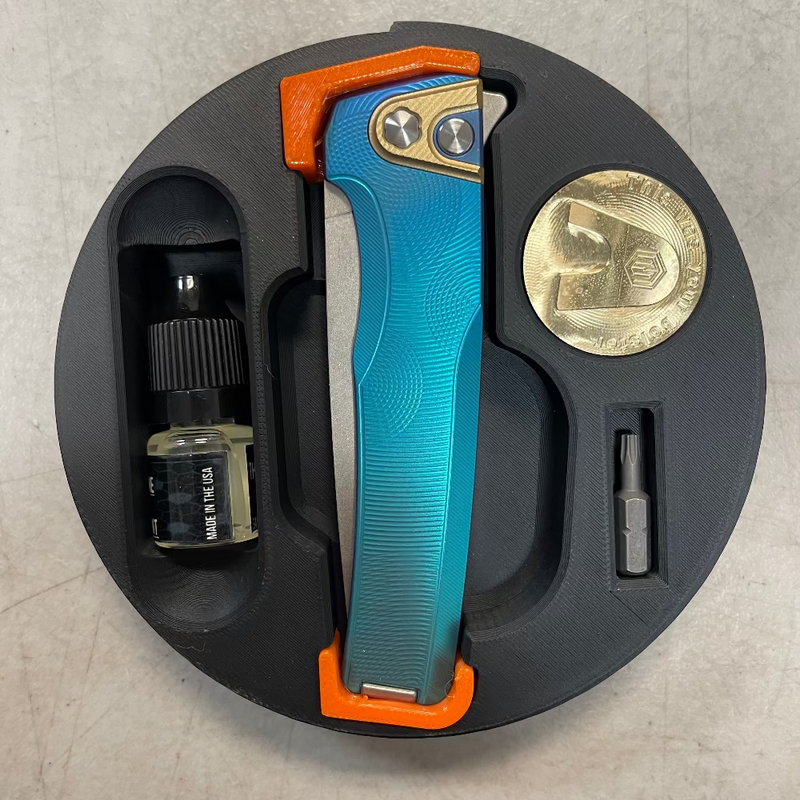 MachineWise Sonora S90V Button Lock Blue Titanium Folding Knife #1658