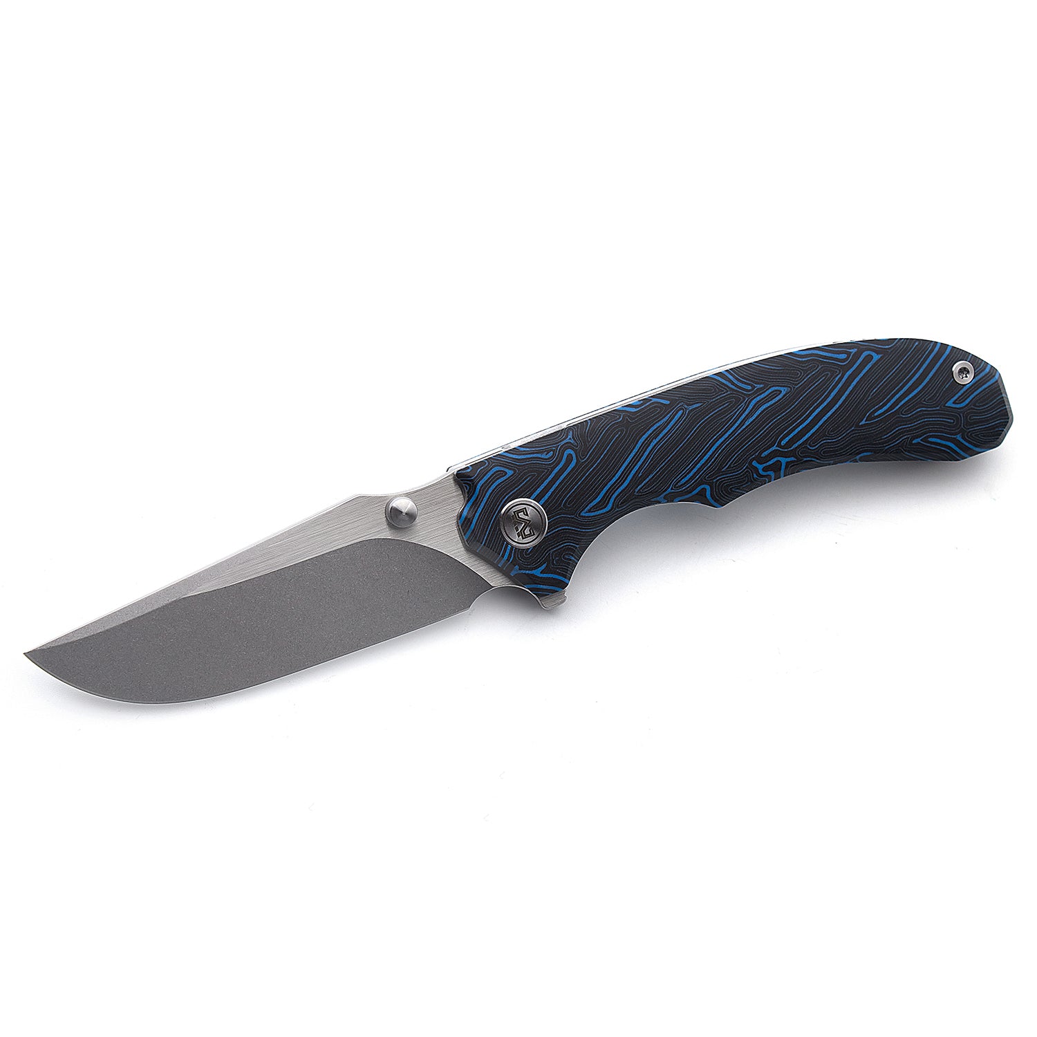 Miguron Centurion 3.5" 14C28N Stonewash & Satin Knife Blue Damascus G10