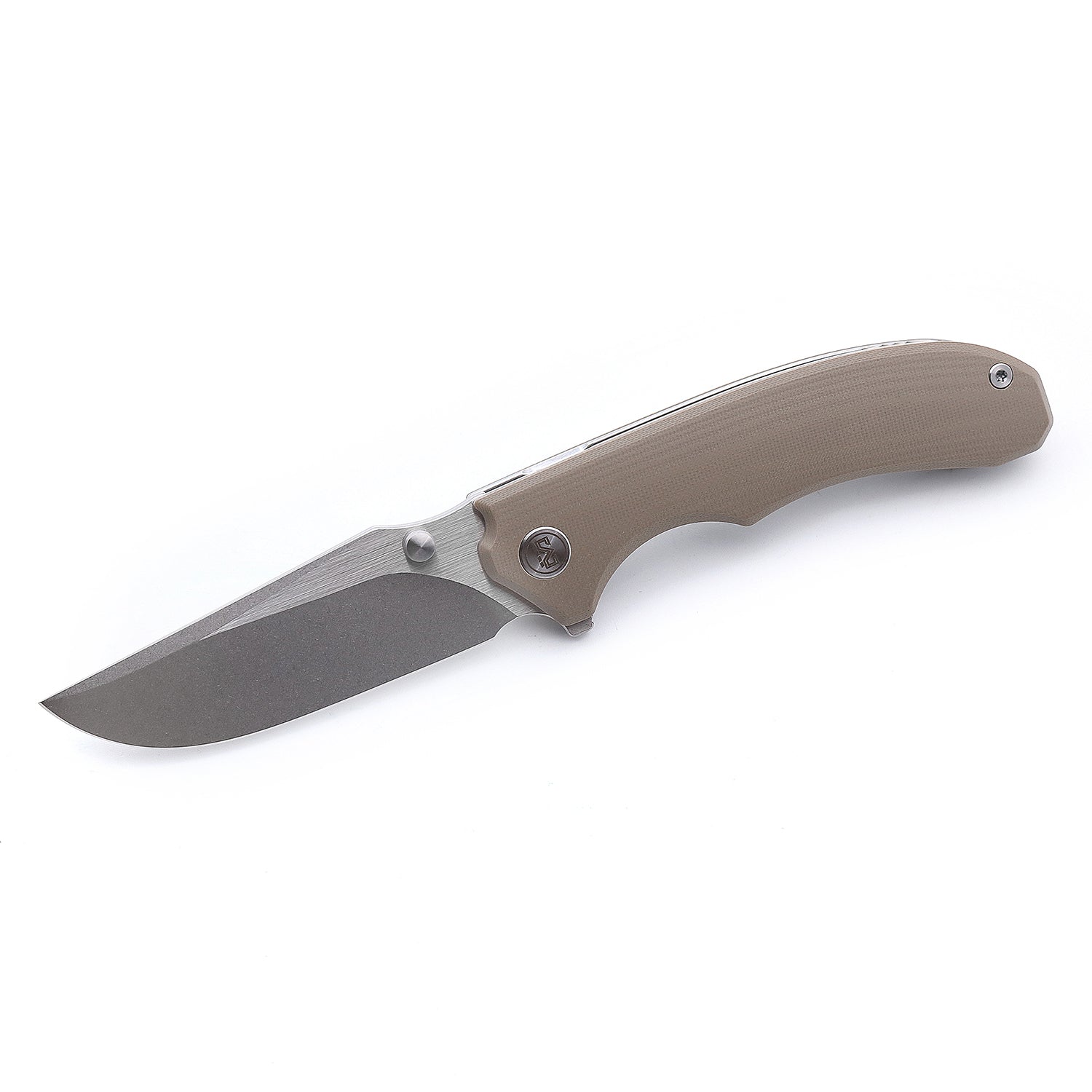 Miguron Centurion 3.5" 14C28N Stonewash & Satin Knife Tan G10 Handle