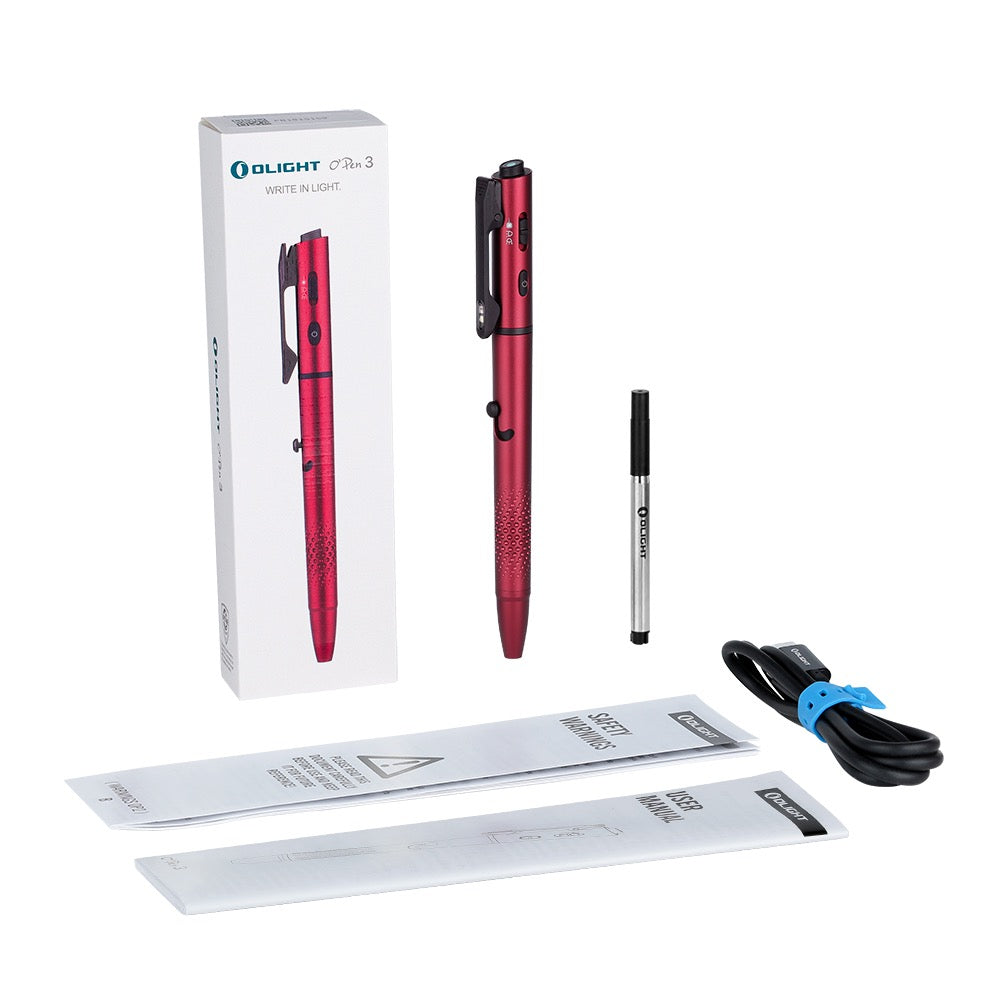 Olight O’Pen 3 Wine Red 120 Lumen Pen Light with Green Laser