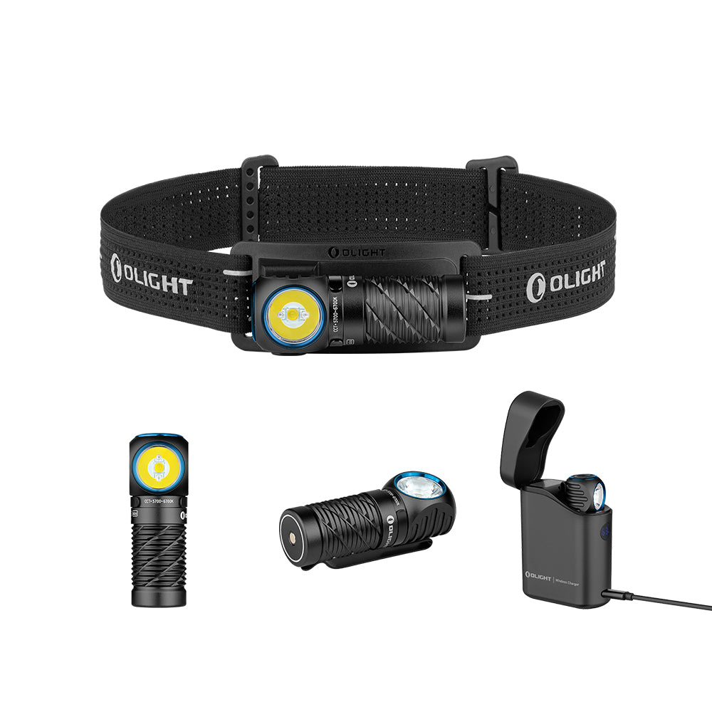 Olight Perun 3 Mini Headlamp & Flashlight – 1,250 Lumens, Red & White
