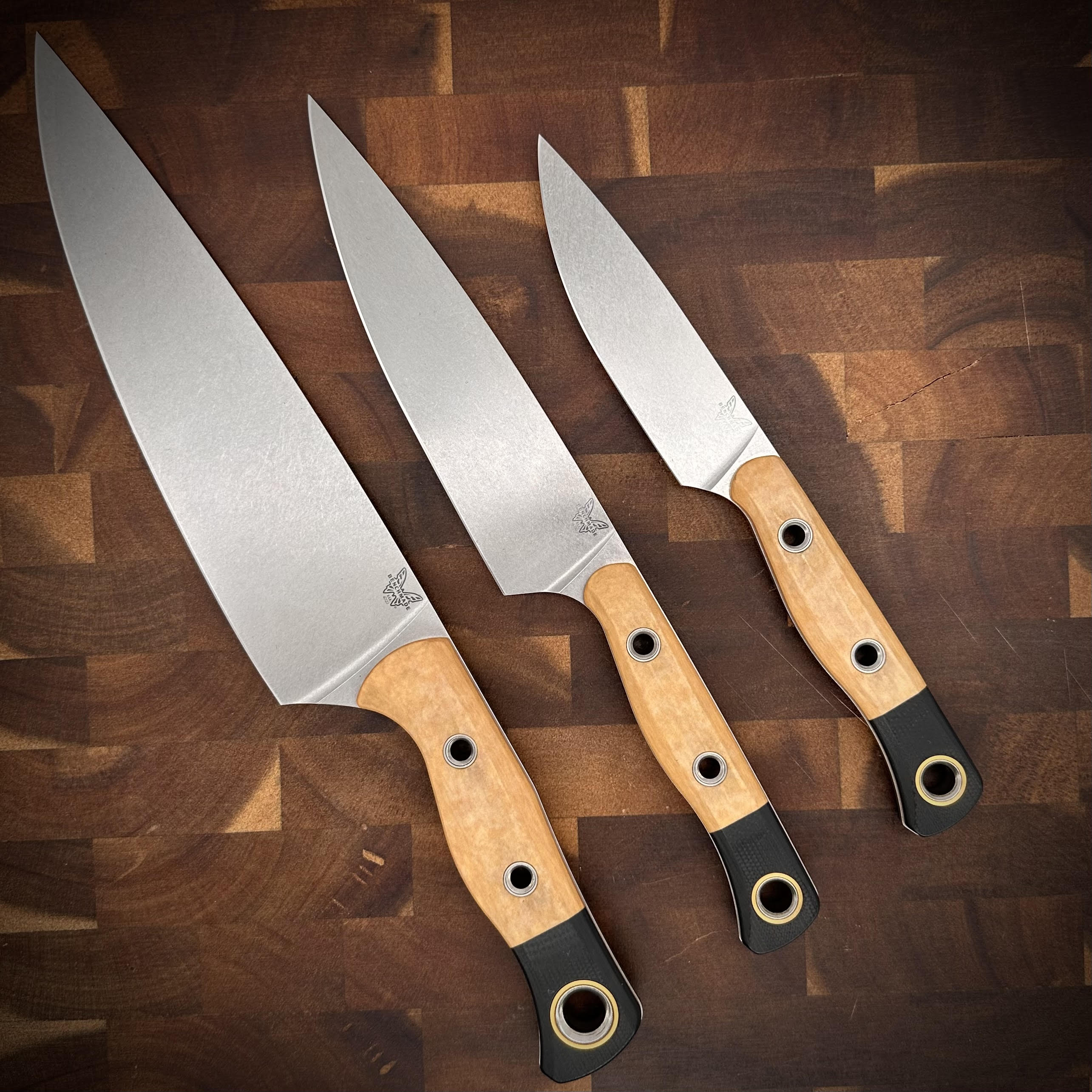 BENCHMADE 3 PIECE KITCHEN CUTLERY SET 4000-02 MAPLE VALLEY RICHLITE/BL