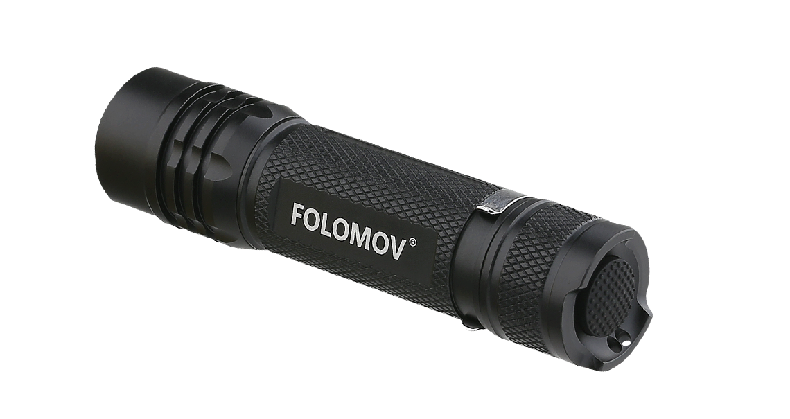 Folomov 18650S Black 900 Lumen Flashlight Nichia 219D LED 1 * 18650 Ba