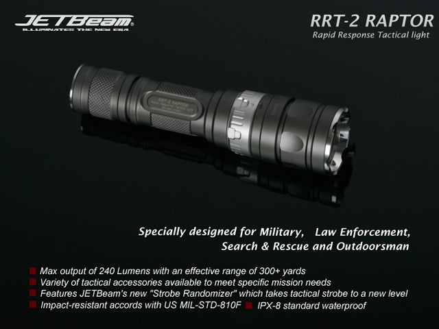 Jetbeam RRT-2 Raptor CREE R5 LED Flashlight - Gray