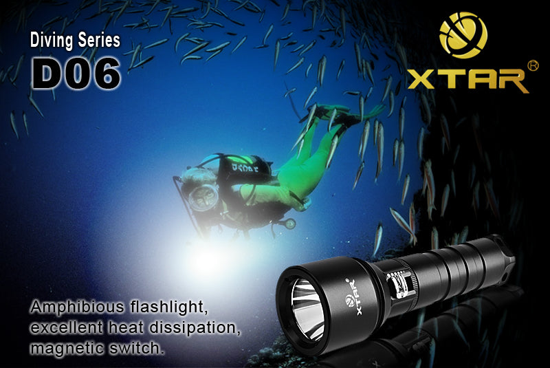 XTAR Diving Series D06 CREE XM-L LED 800 Lumen 60m Dive Flashlight